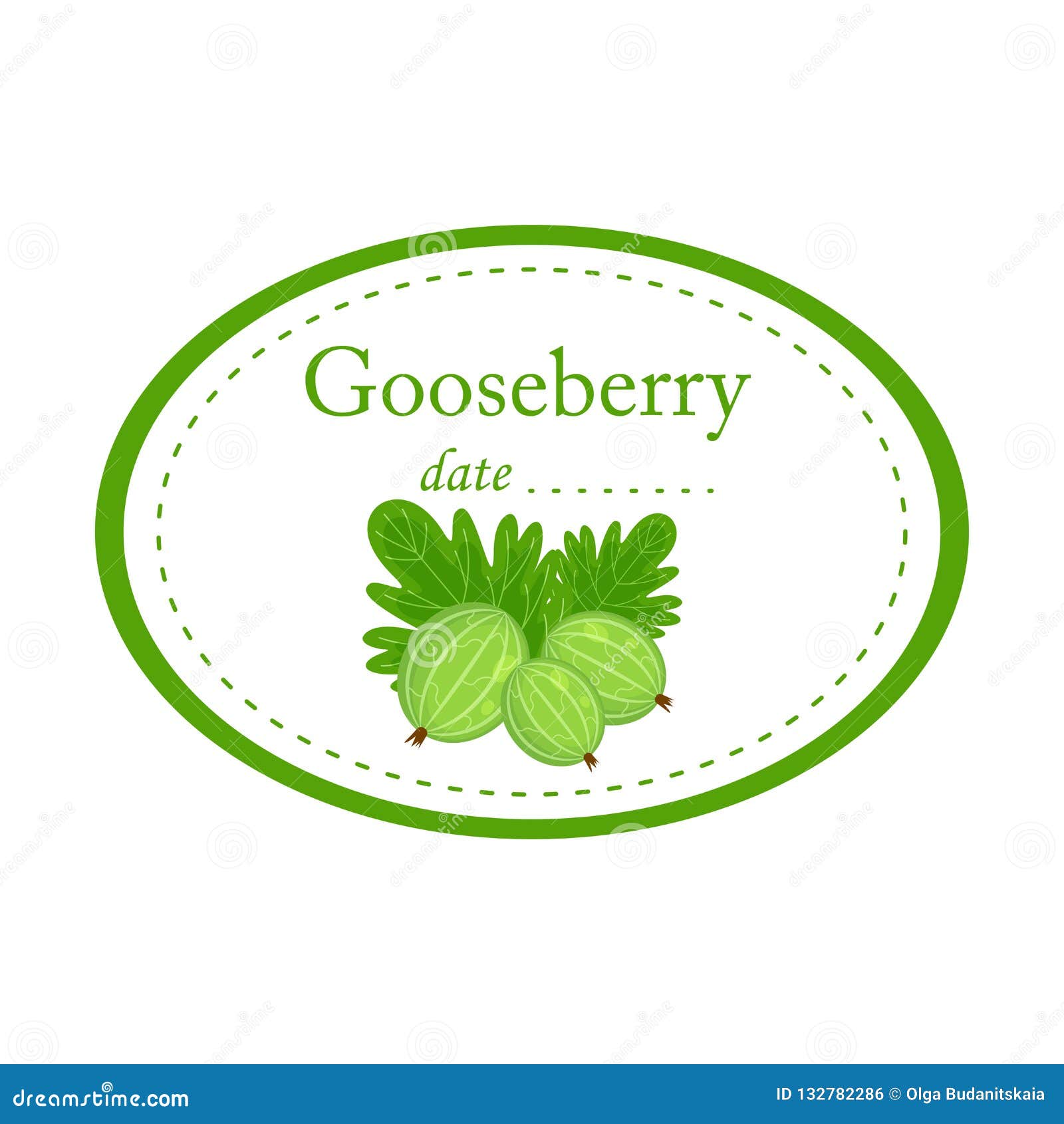 Green Gooseberry Label Vector Design Isolated on White Backgrou Stock ...