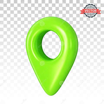 Green GPS Location Icon or Map Pointer in Three-quarter Front View ...