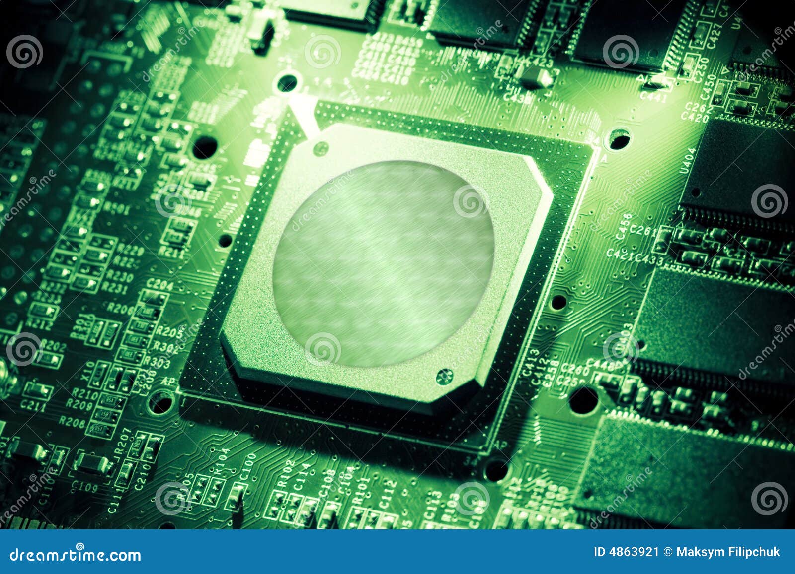 Green GPU stock image. Image of details, light, circuit - 4863921