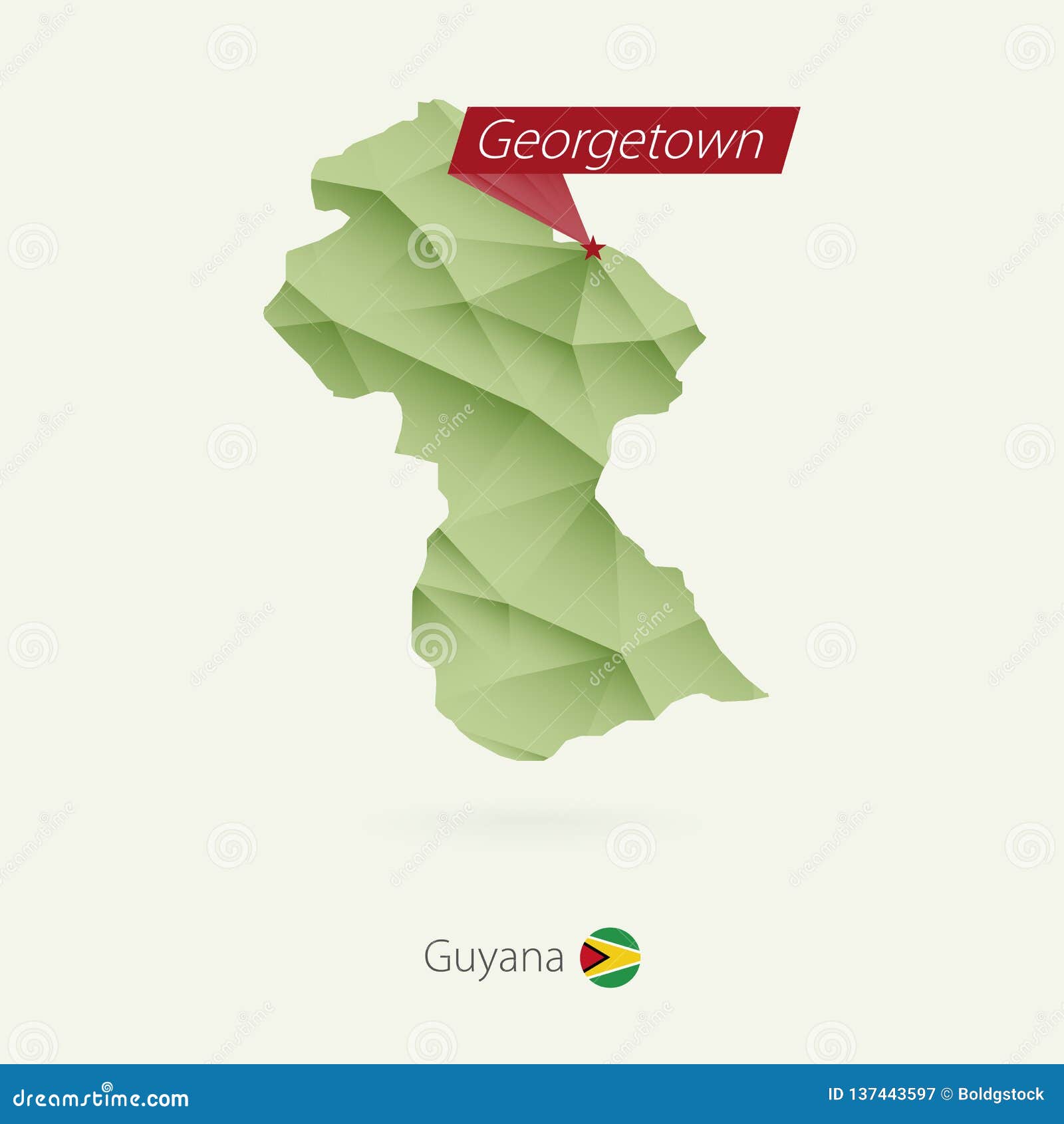 Guyana, Georgetown - Capital City, Pinned On Political Map Royalty-Free ...