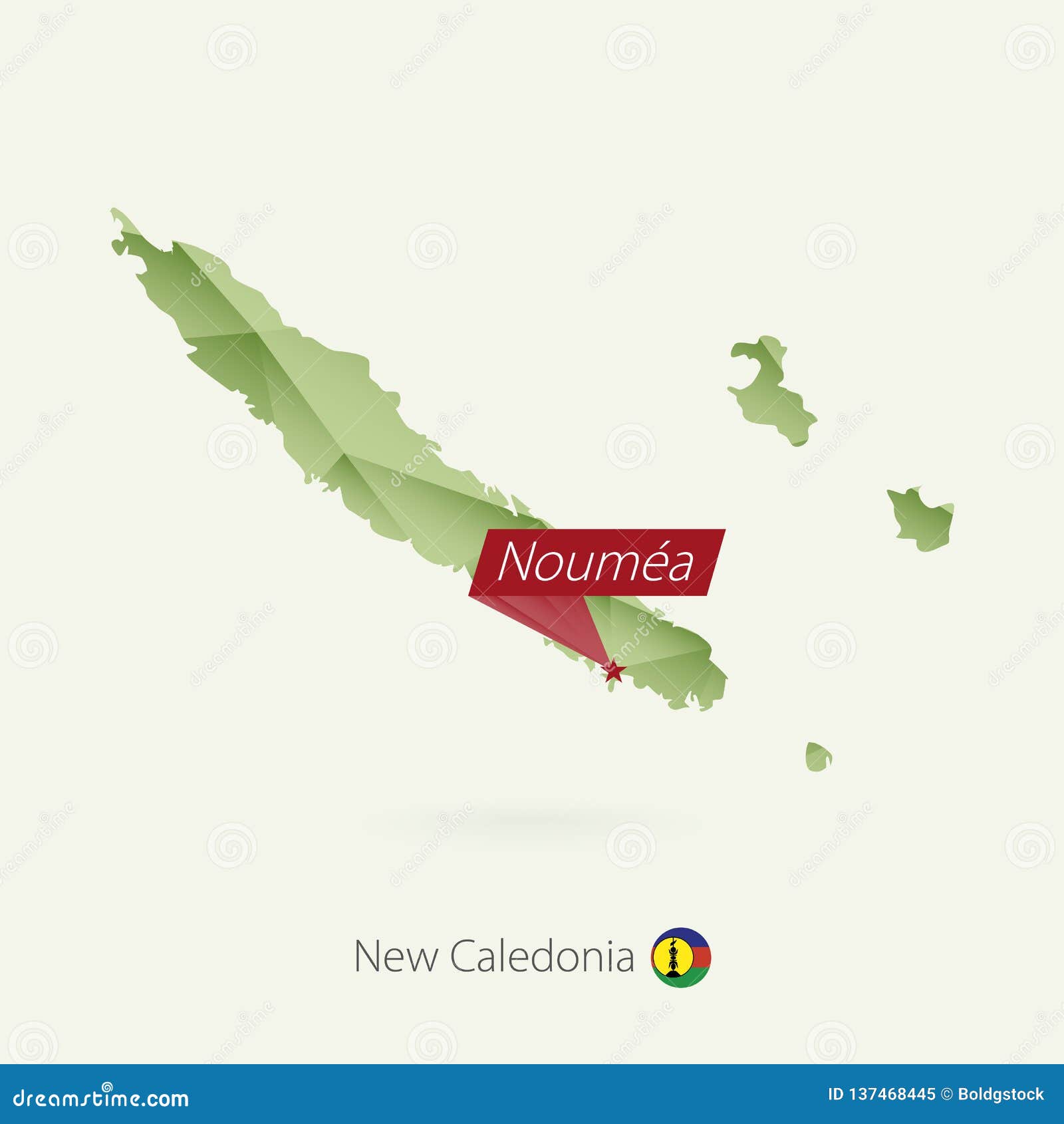 New Caledonia, Noumea - Capital City, Pinned On Political Map Stock ...