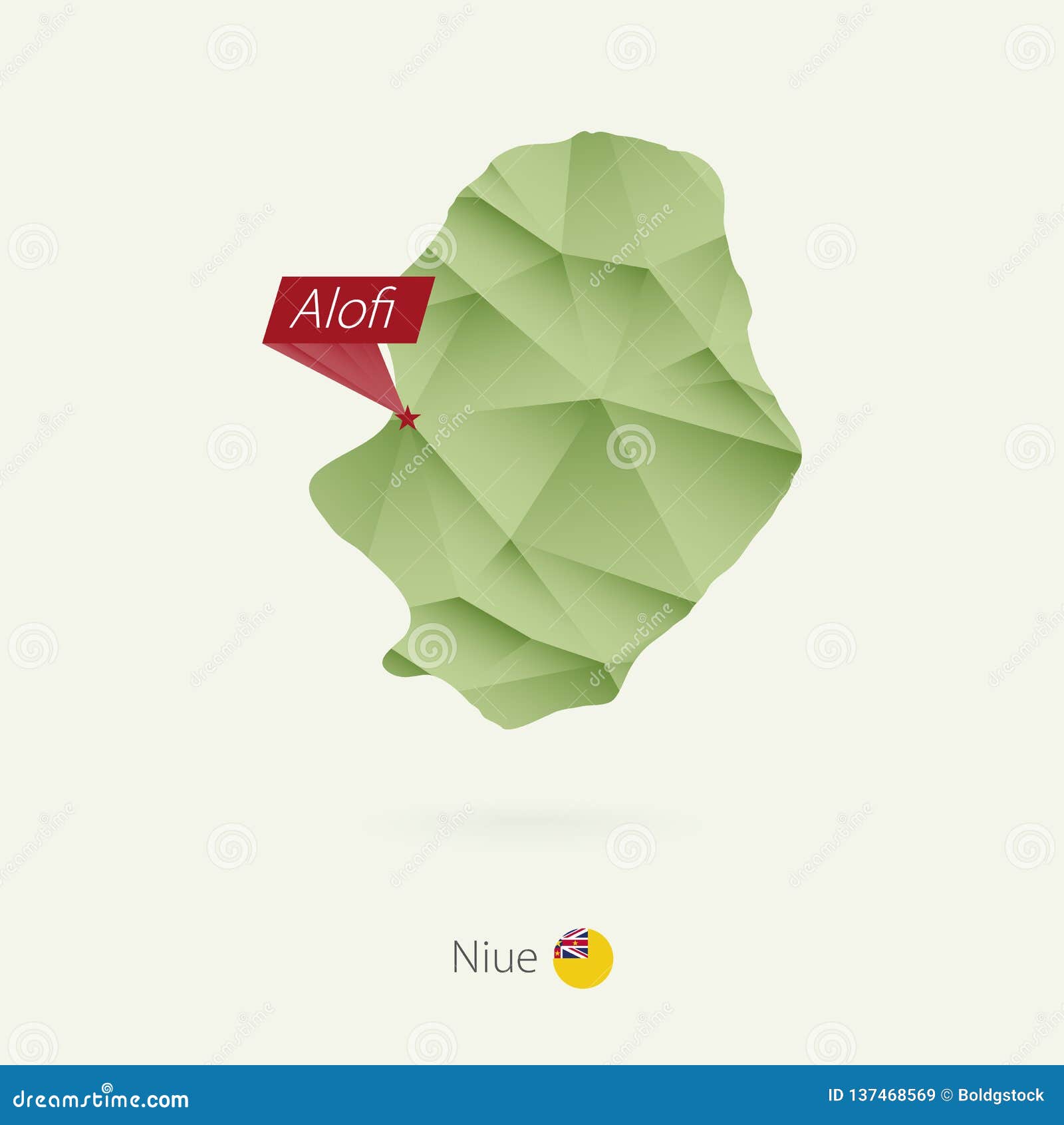 Green Gradient Low Poly Map of Niue with Capital Alofi Stock Vector ...