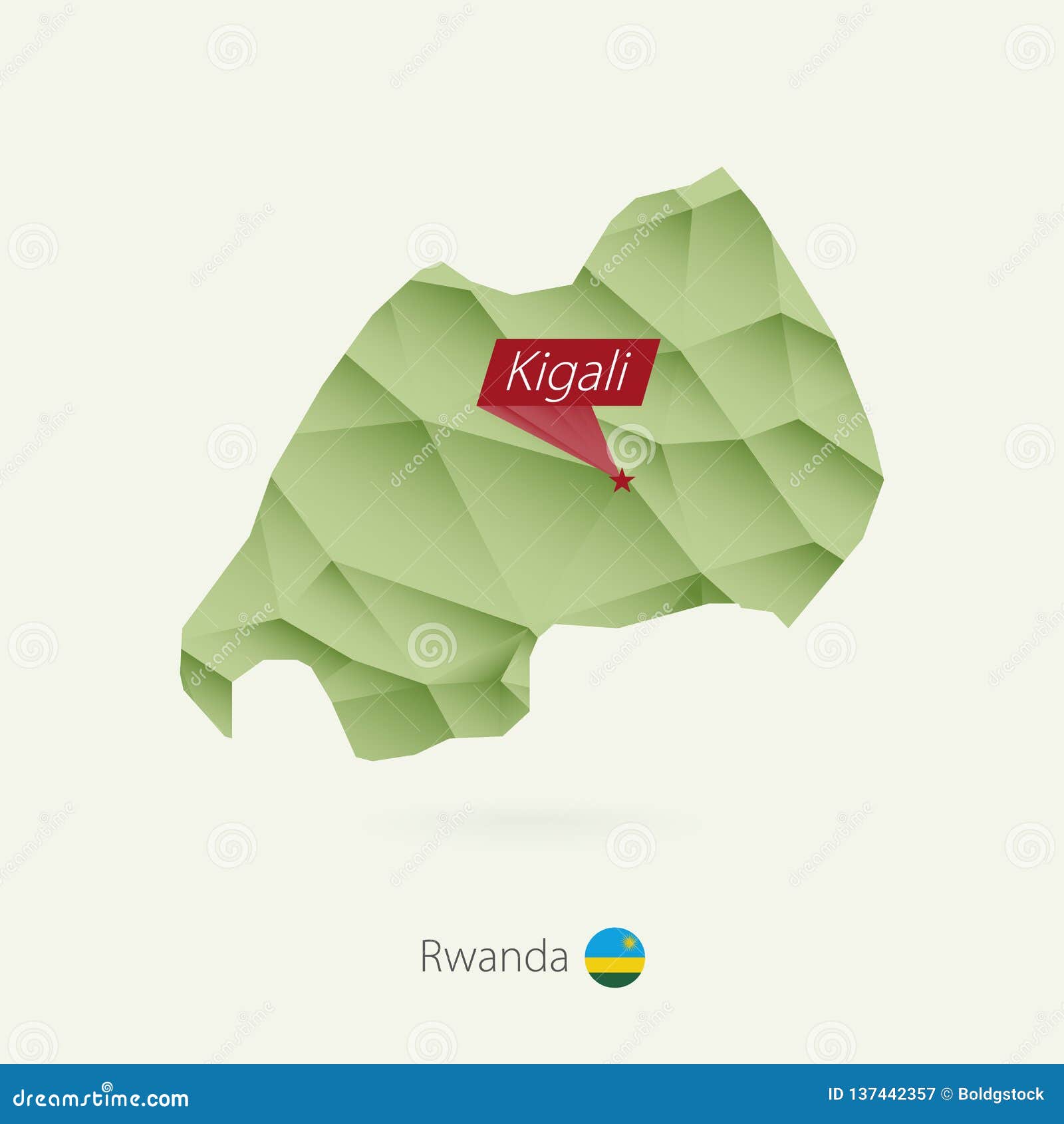 Rwanda, Kigali - Capital City, Pinned On Political Map Royalty-Free ...