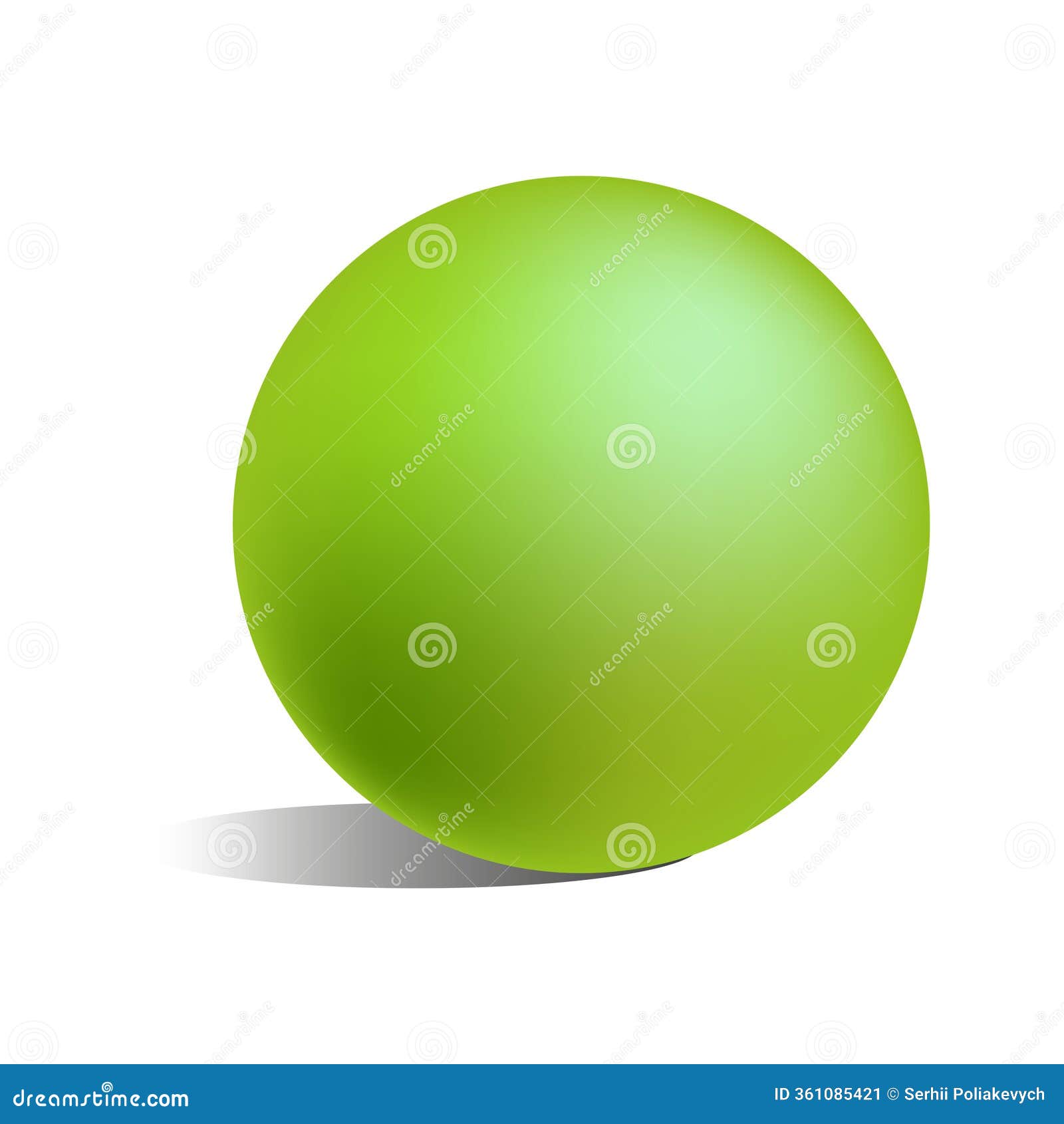 Green Gradient Sphere. Glossy Spherical Object. Circular Shaded Ball ...