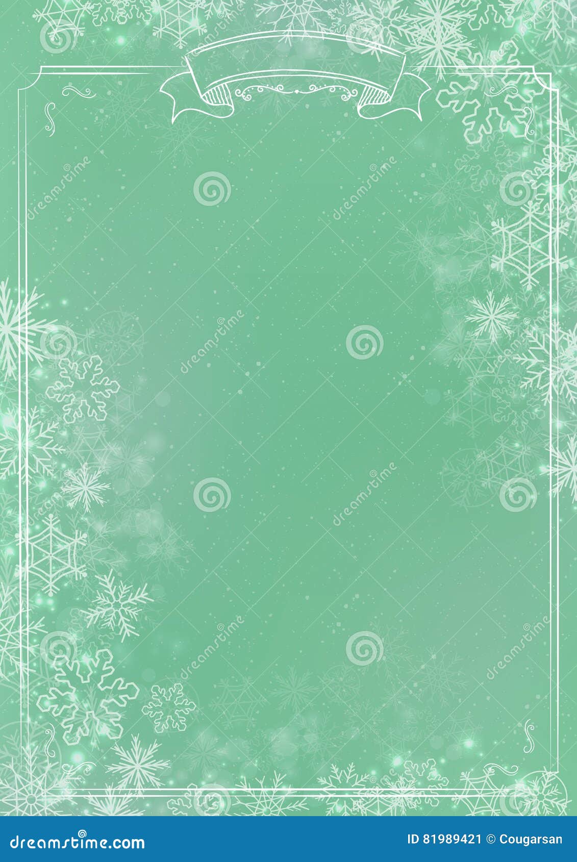 Green Gradient Winter Paper Background with Snowflake Border Stock ...