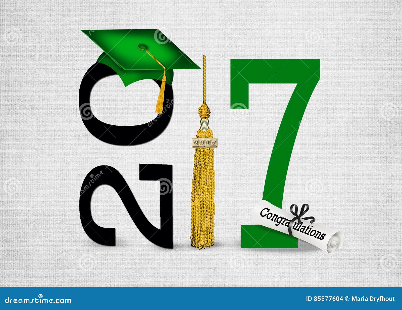 Green Graduation Cap for 2017 Stock Photo - Image of sign, concept ...