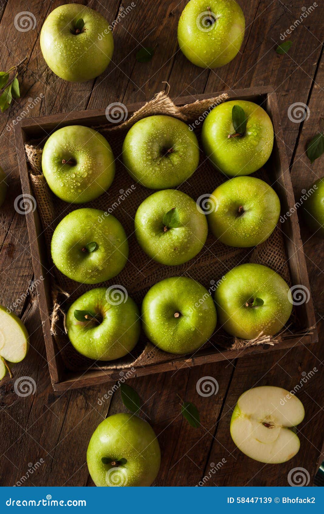 Green Granny Smith Apple stock image. Image of pure, leaf - 58447139