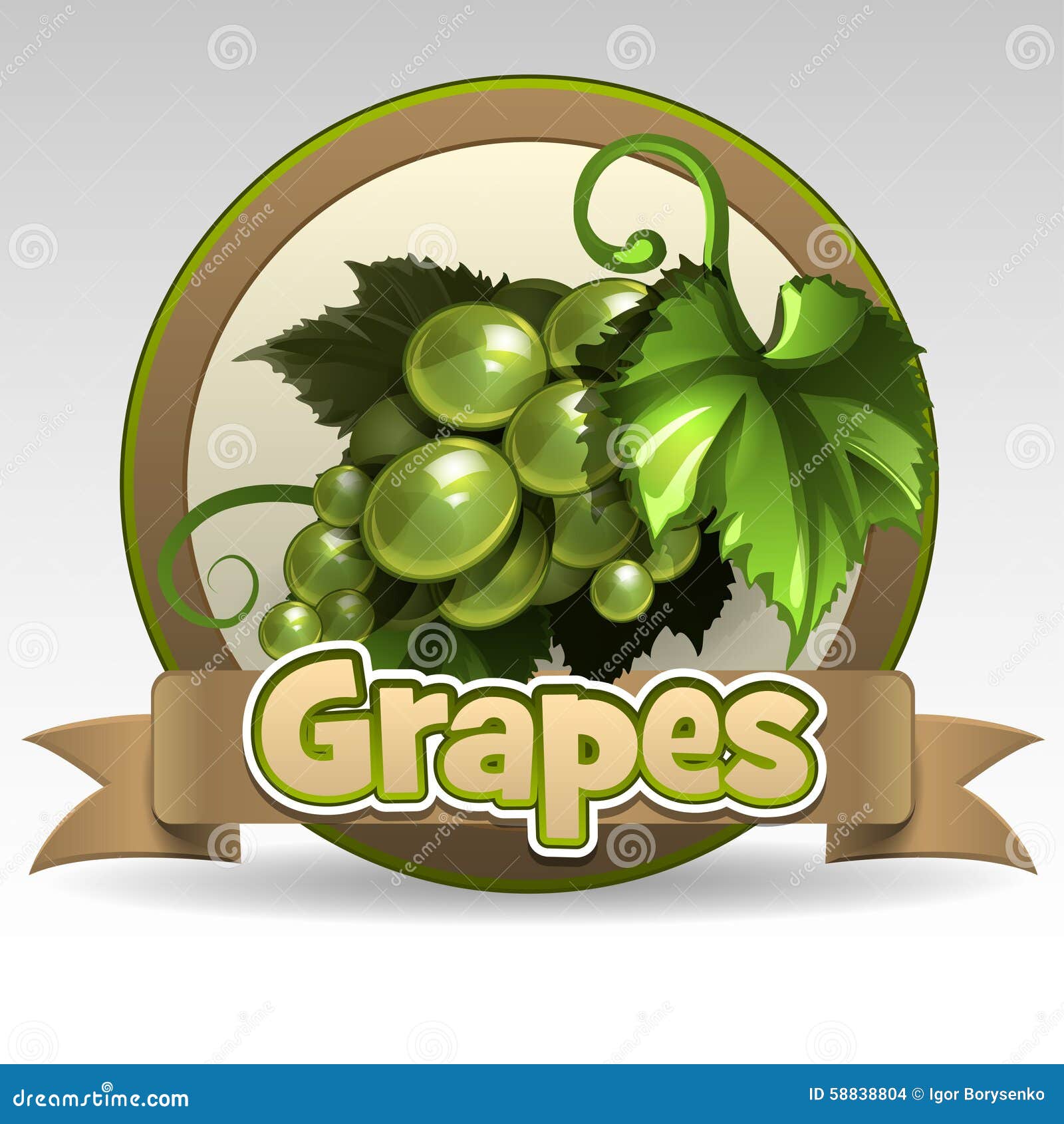 Grape Label Template. Bunch Of Black Grapes With Leaves Isolated On ...