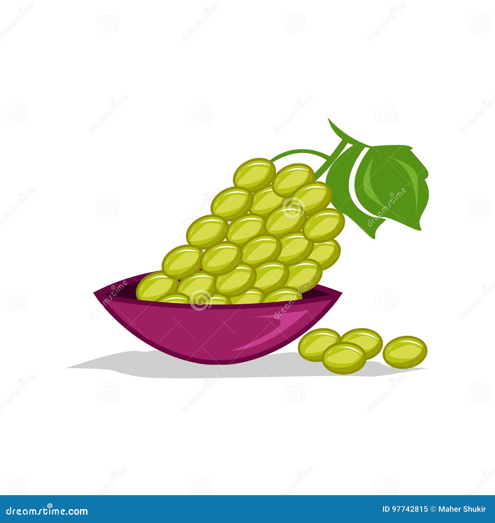 Green grapes icon stock vector. Illustration of graphic - 97742815