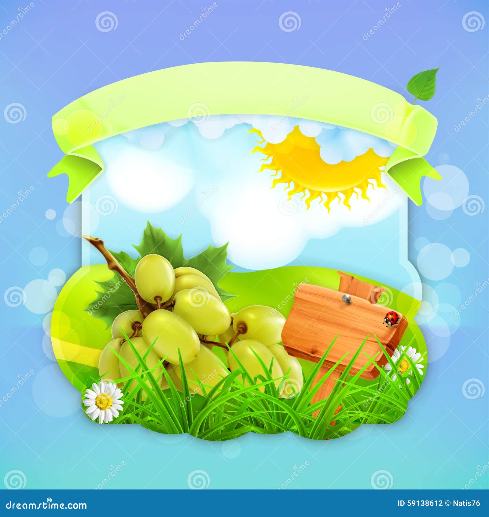 Green grapes, label design stock vector. Illustration of design - 59138612