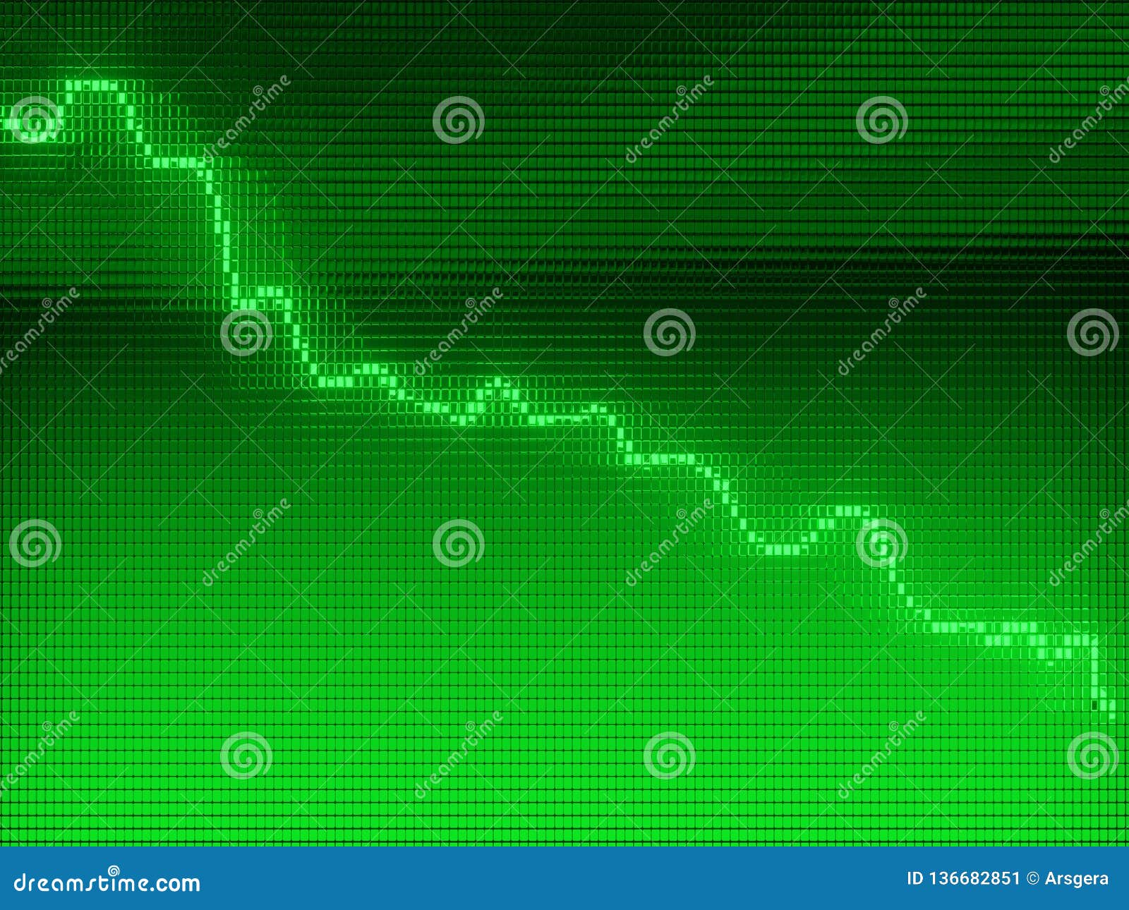 Green Graph Moving Down on Chart As Recession or Financial Crisis Stock ...
