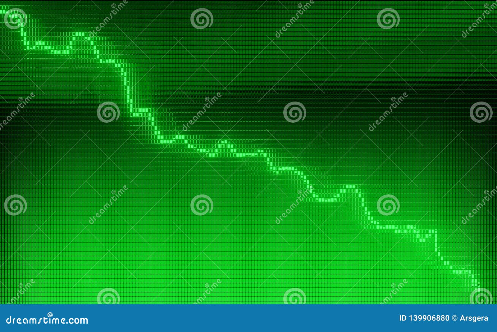 Green Graph Moving Down on Chart As Recession or Financial Crisis Stock ...