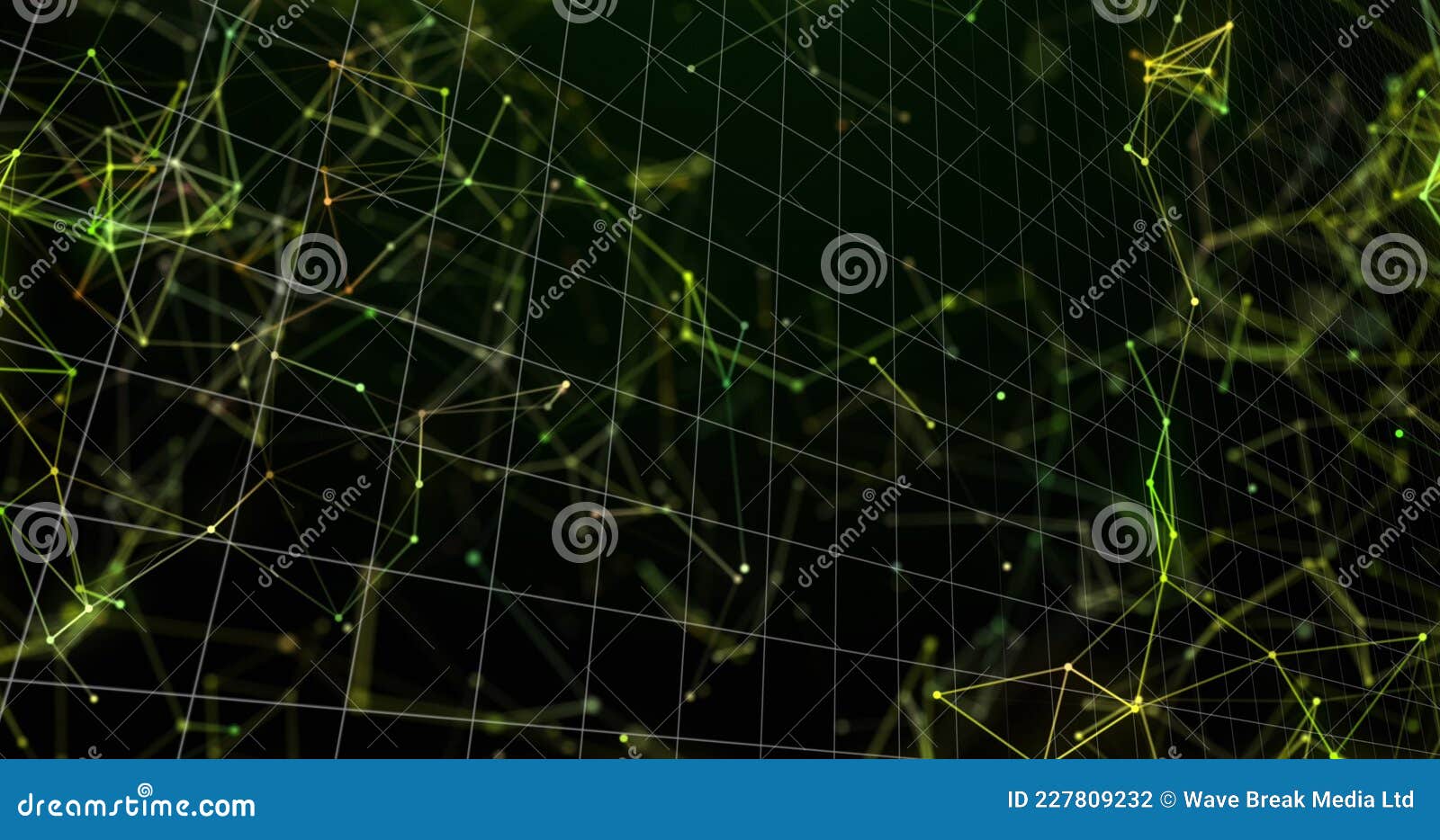 Green Graphs Moving Against Network of Connections on Black Background ...