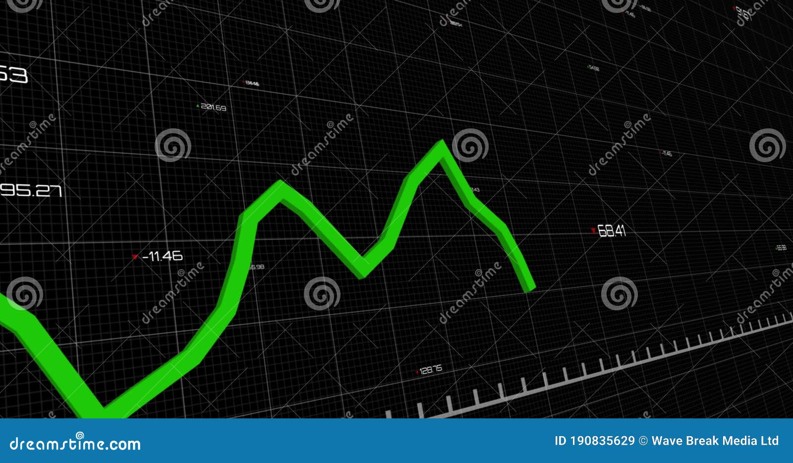 Green Graphs and Numbers Moving Against Black Background Stock Video ...