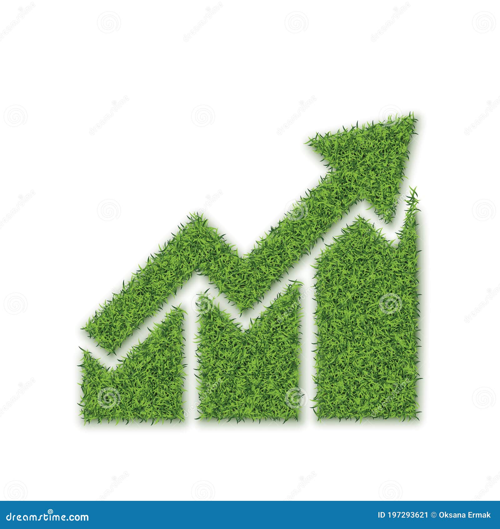 Green Grass Arrow Chart on White Background Vector Illustration Stock ...