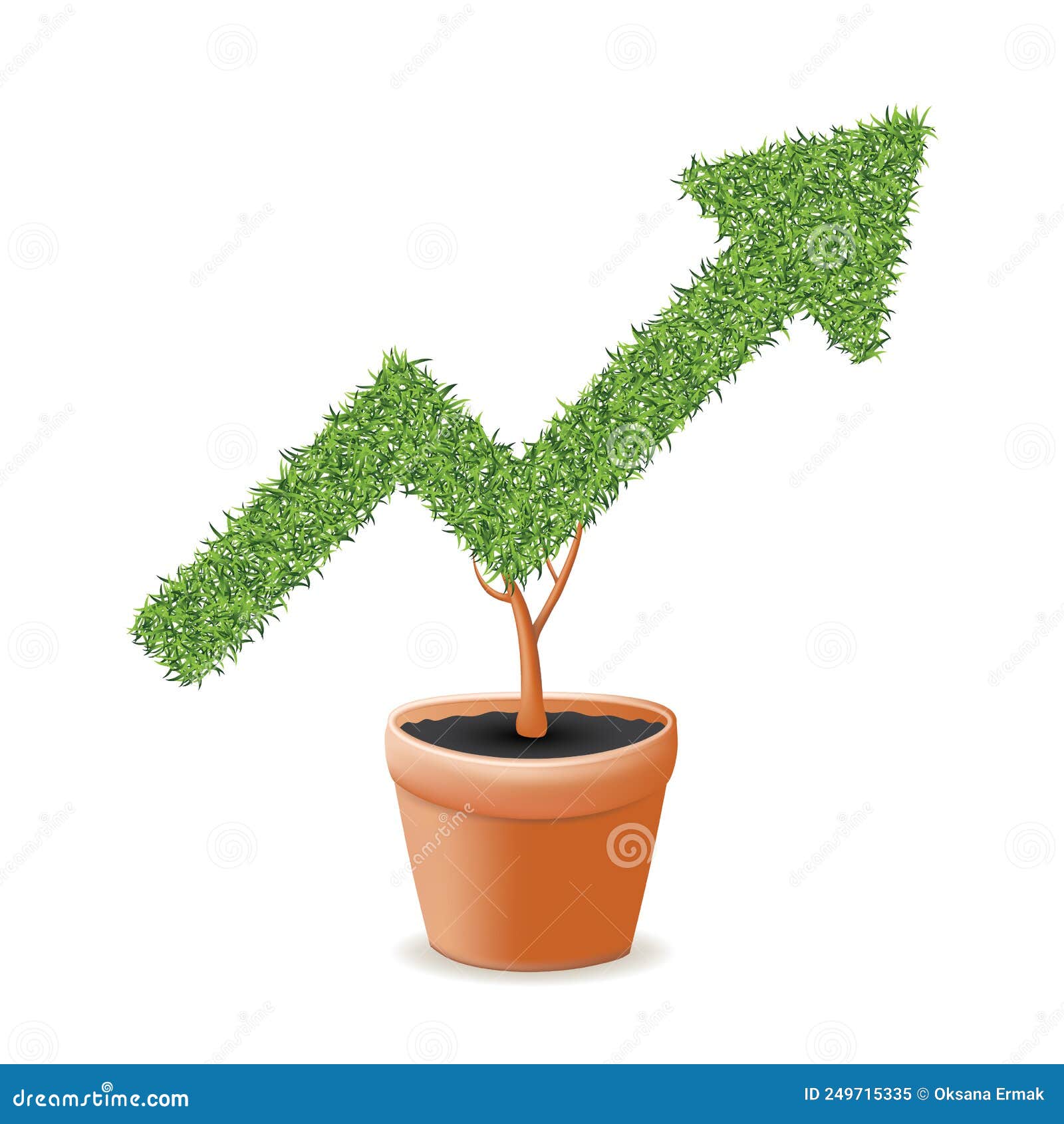 Green Grass Arrow in Flower Pot Stock Illustration - Illustration of ...