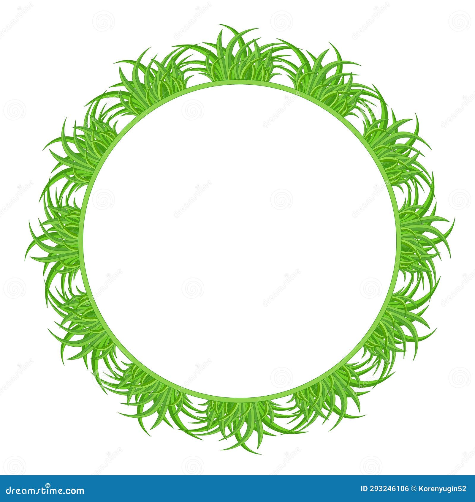 Green Grass Art Drawn Round Frame Stock Vector - Illustration of border ...