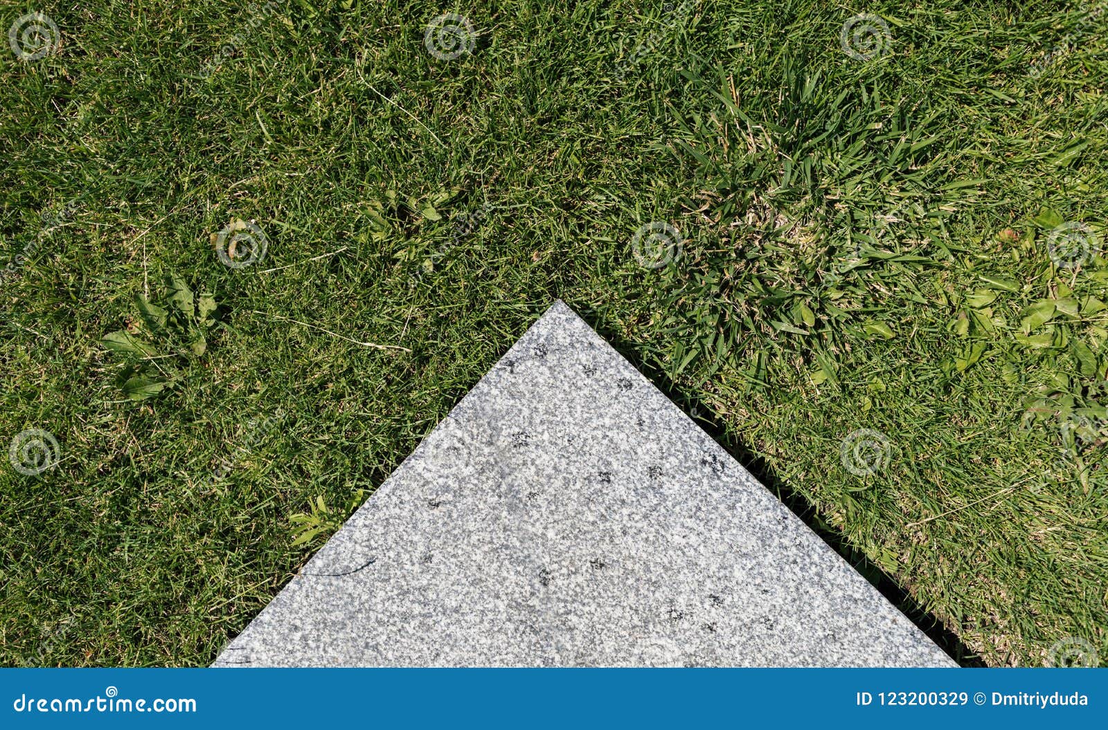 Green Grass Background Texture with Stone Triangle, Free Space Stock ...