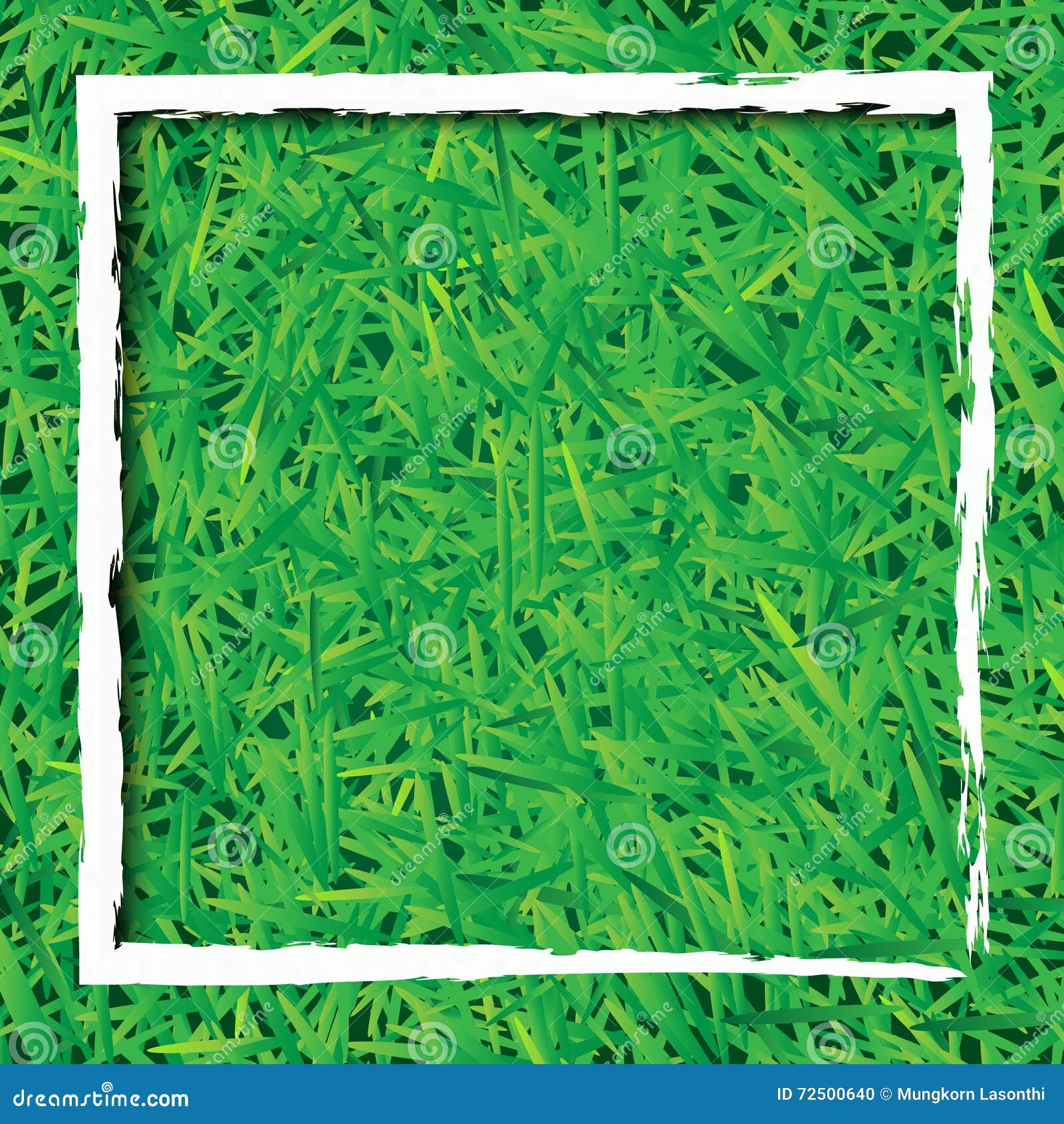 Green Grass Background with White Rectangle Stock Vector - Illustration ...