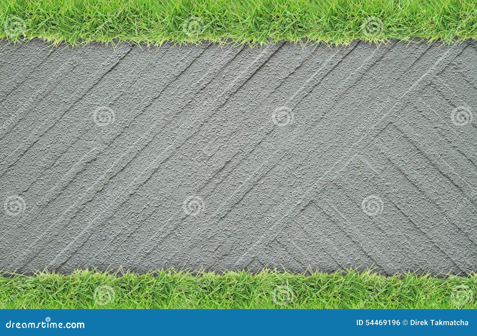 Green Grass Border on Cement Wall Background Stock Photo - Image of ...