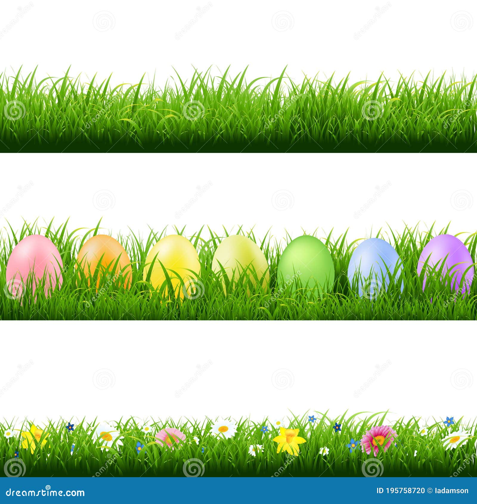 Green Grass Borders Collection White Background Stock Vector ...