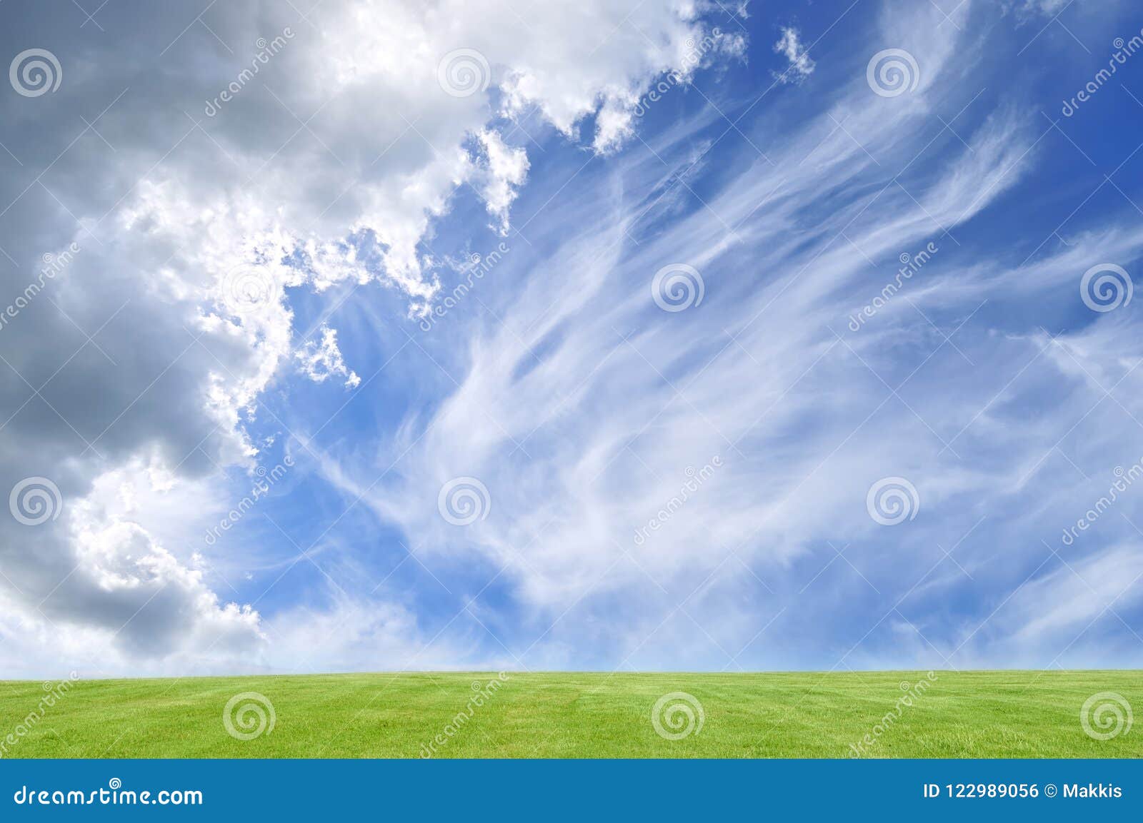 Green Grass and Clouds in the Sky Stock Photo - Image of growing, clear ...