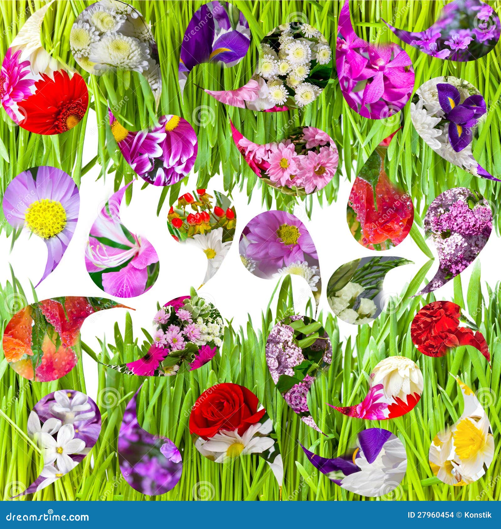 Green Grass and Collage of Flowers.background Stock Illustration ...