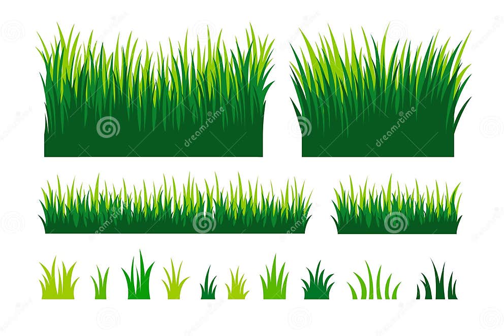 Green Grass Collection Landscape Design Herb Element Set Stock Vector Illustration Of