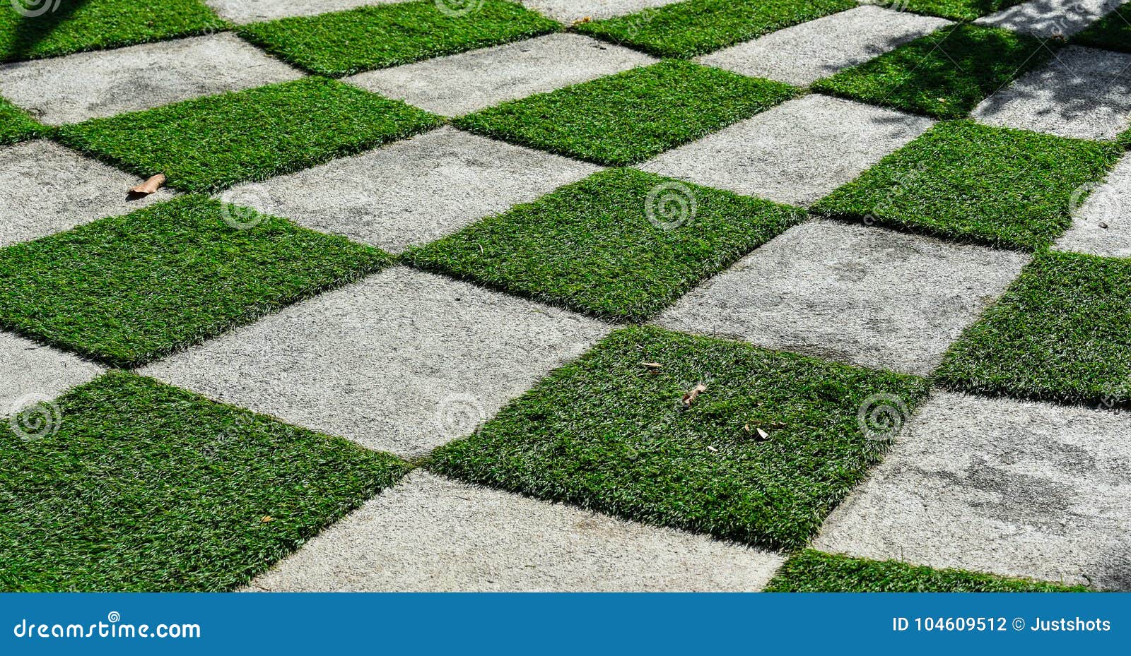 Green Grass and Floor in Chess Board Pattern Stock Photo - Image of ...