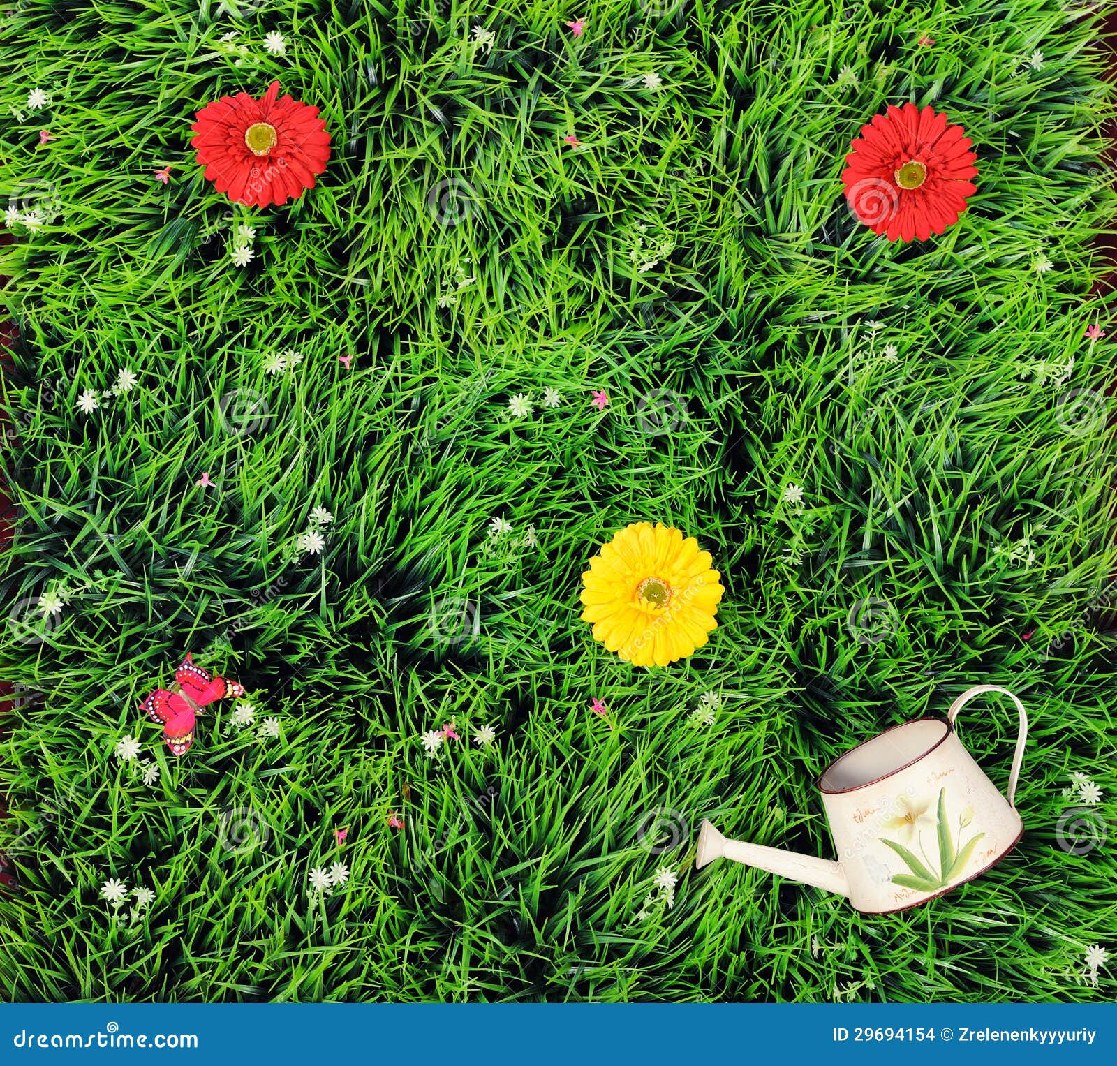 Green grass with flowers stock photo. Image of grow, garden - 29694154