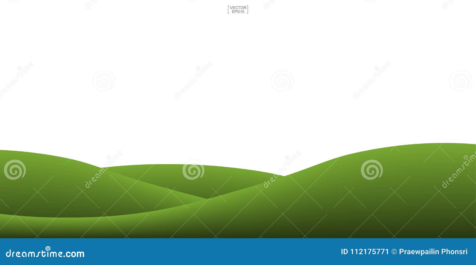 Green Grass Hill Isolated on White Background. Vector Illustration ...