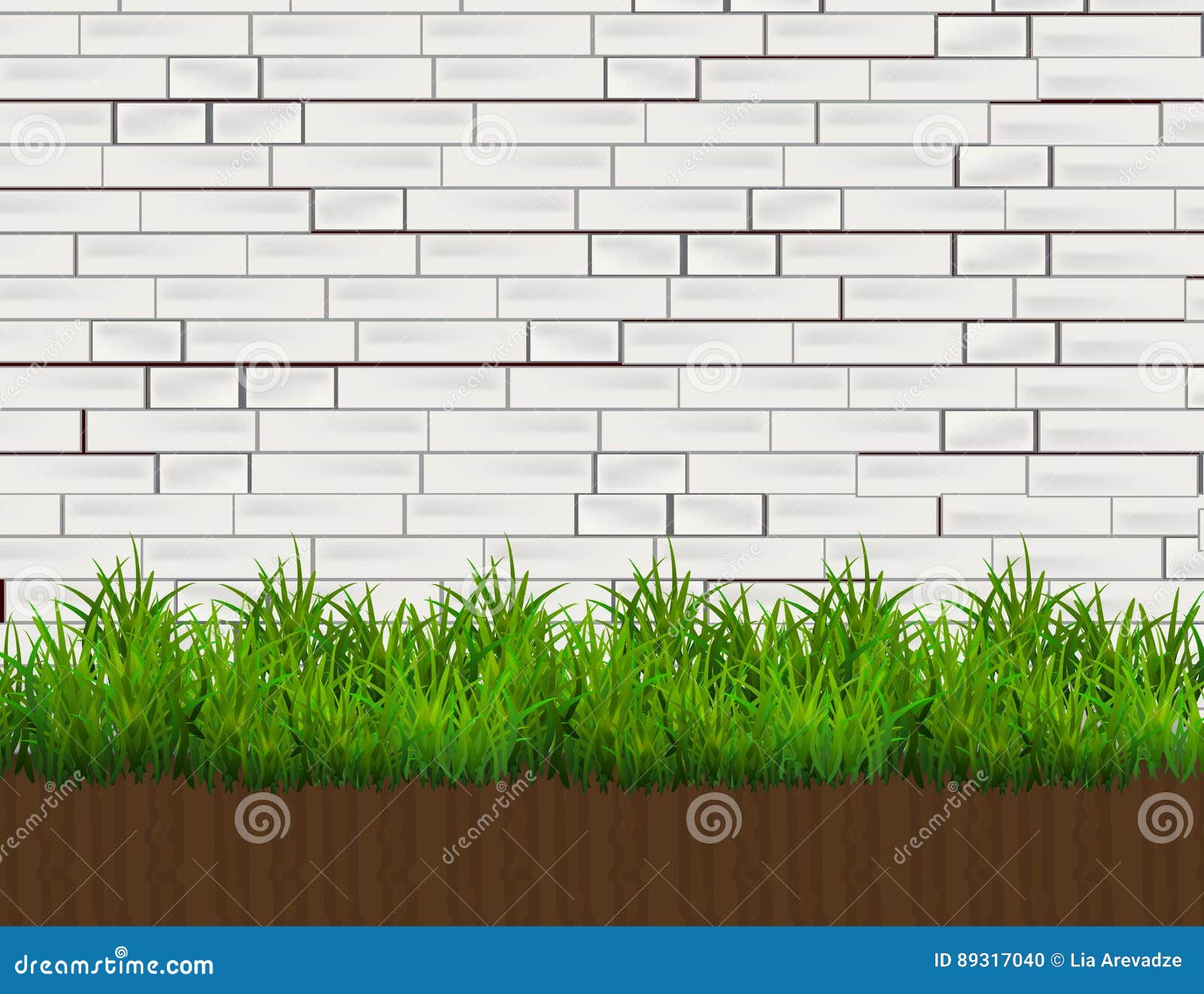 Green Grass Isolated on White Brick Wall Background. Stock Vector ...