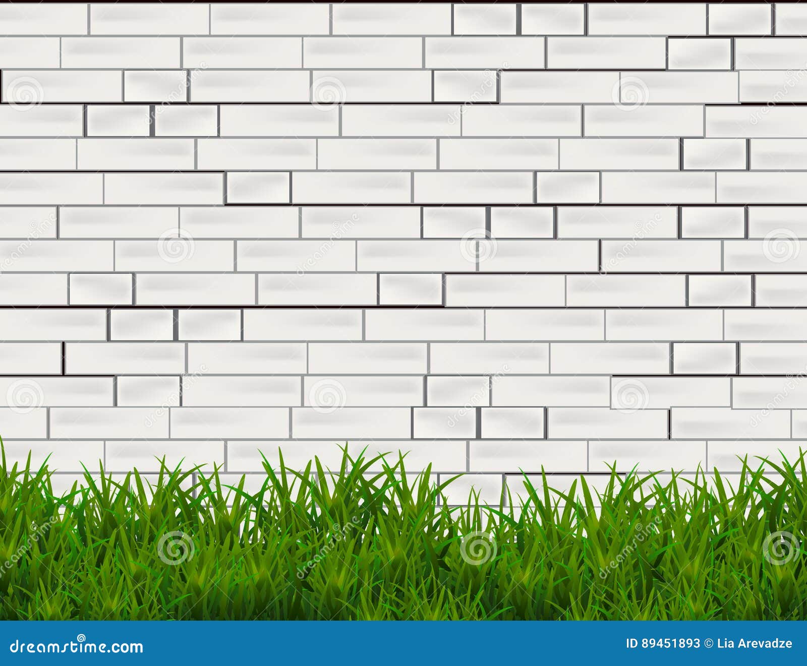 Green Grass Isolated on White Brick Wall Background. Stock Vector ...