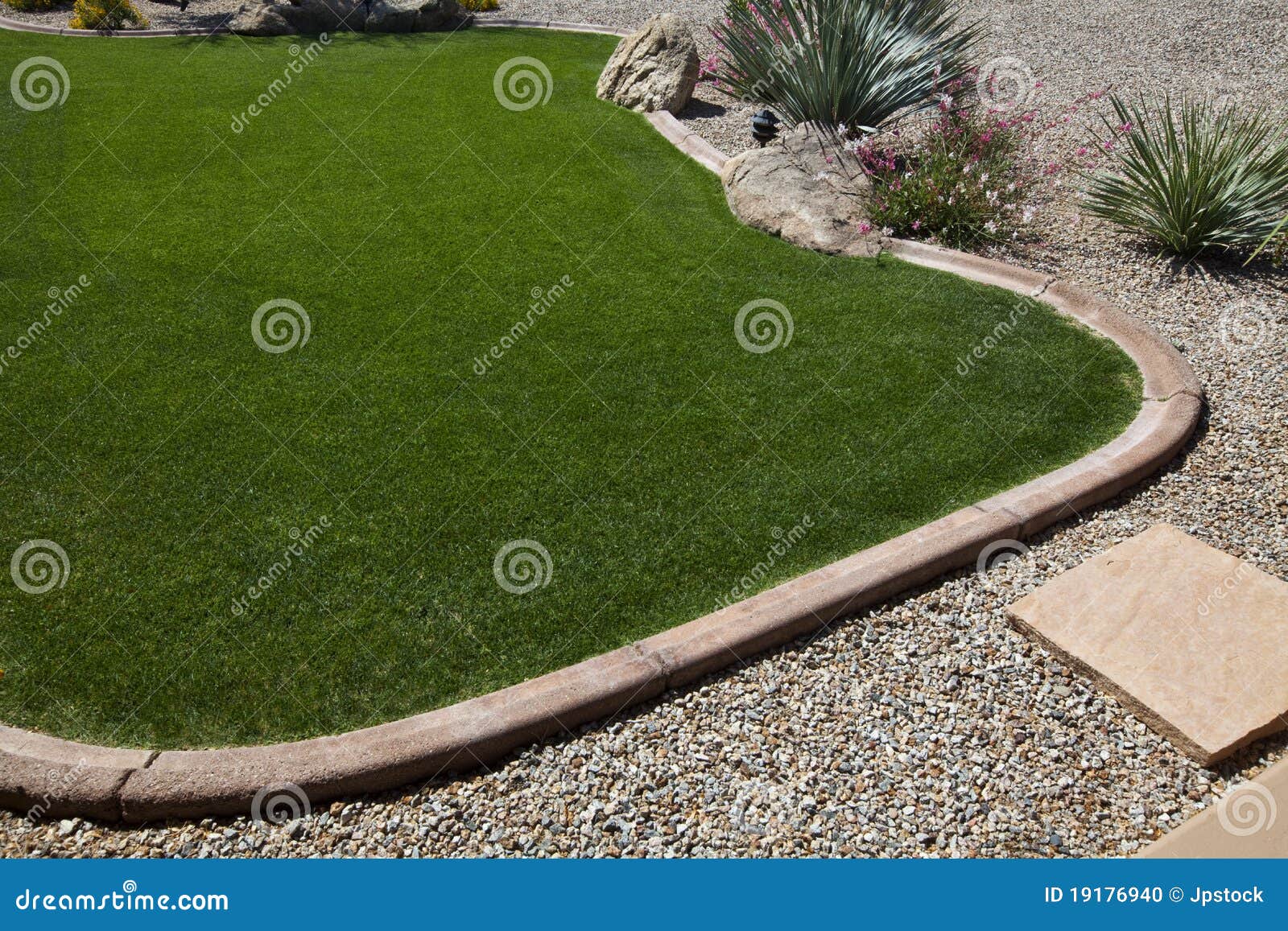 Green Grass Lawn with Stones and Rocks Stock Photo - Image of lawn ...