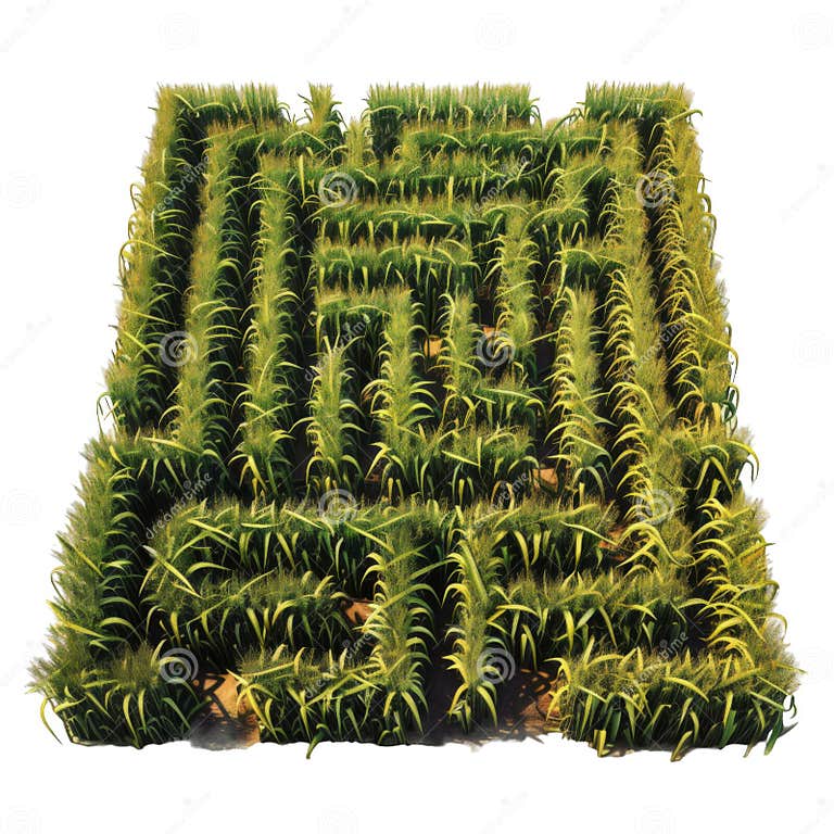 A Green Grass Maze Formed in a Field Stock Illustration - Illustration ...