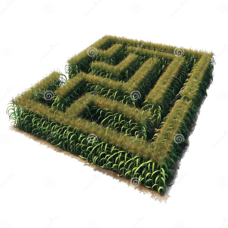 A Green Grass Maze with a Missing Section Stock Illustration ...