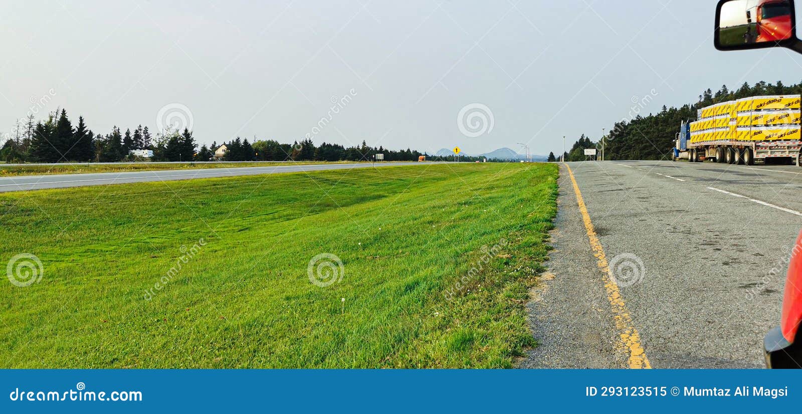 Green Grass Middle of the Two Roads Stock Image - Image of background ...
