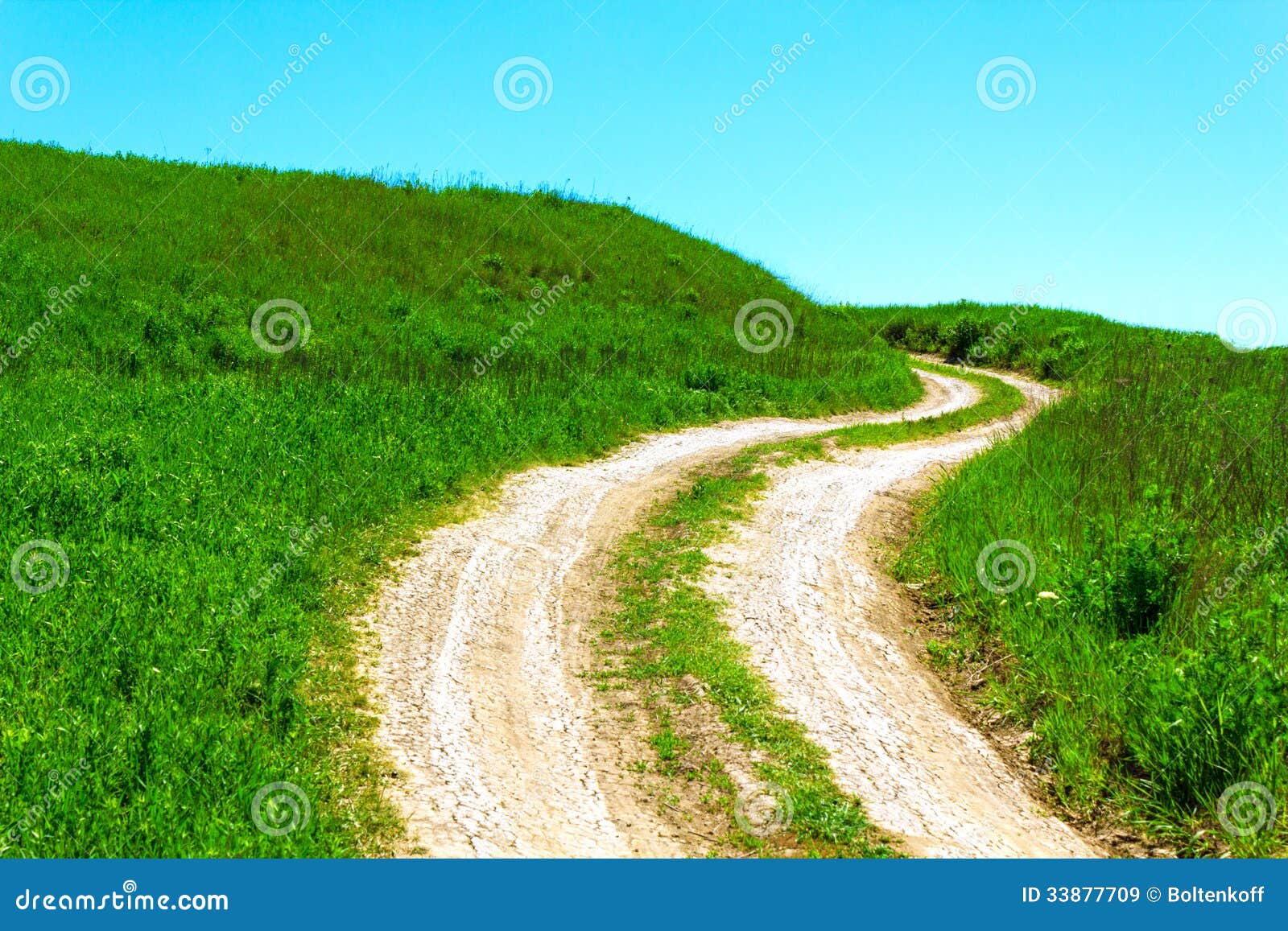 Green grass, road and sky stock image. Image of lane - 33877709