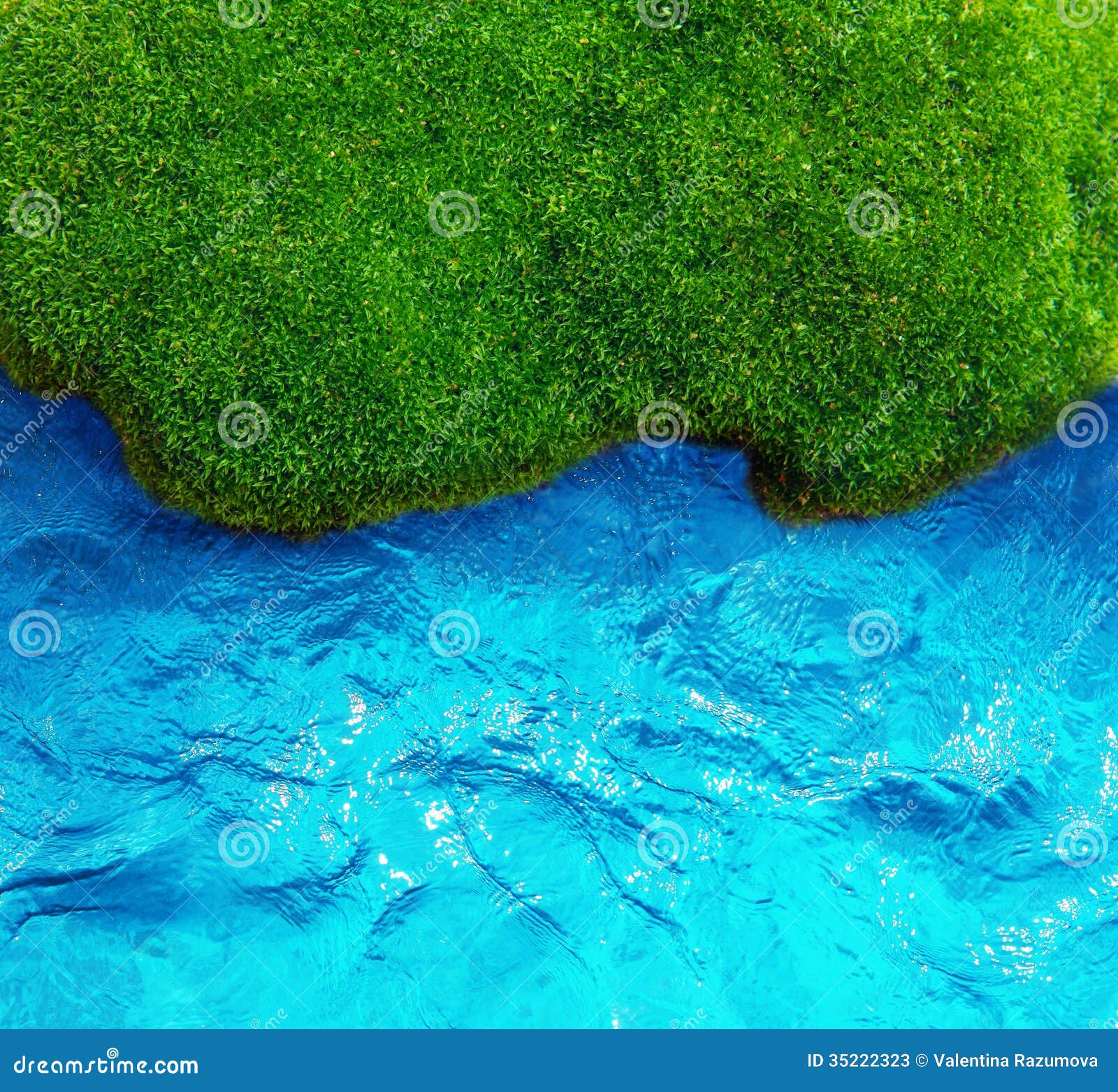 Green Grass and Sea Background. Stock Image - Image of environment ...