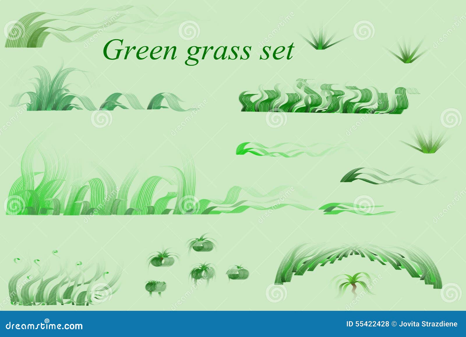 Green grass set stock illustration. Illustration of type - 55422428