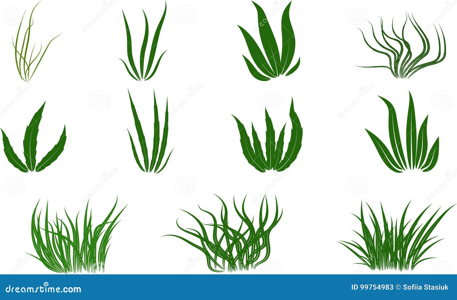 Green grass set in vector stock vector. Illustration of herbal - 99754983