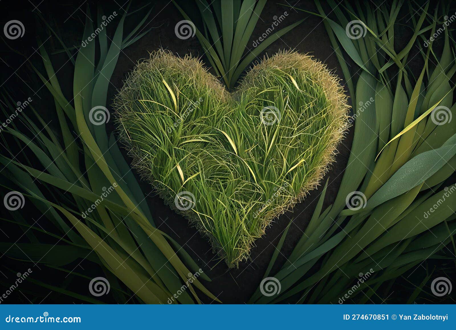 Green Grass in the Shape of a Heart. Generative AI Stock Illustration ...