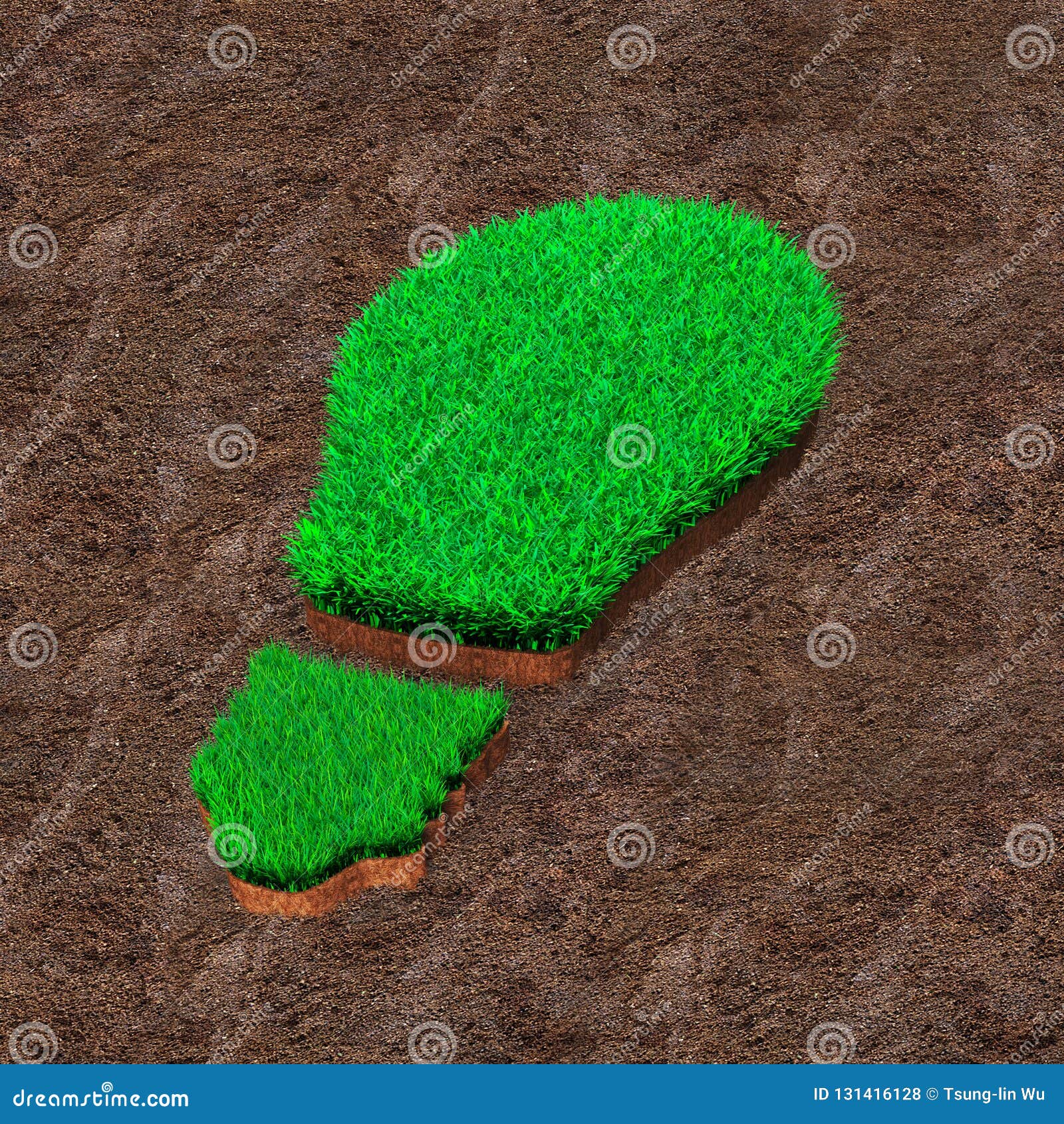 Green Grass in the Shape of Light Bulb on Soil Background,concept of ...