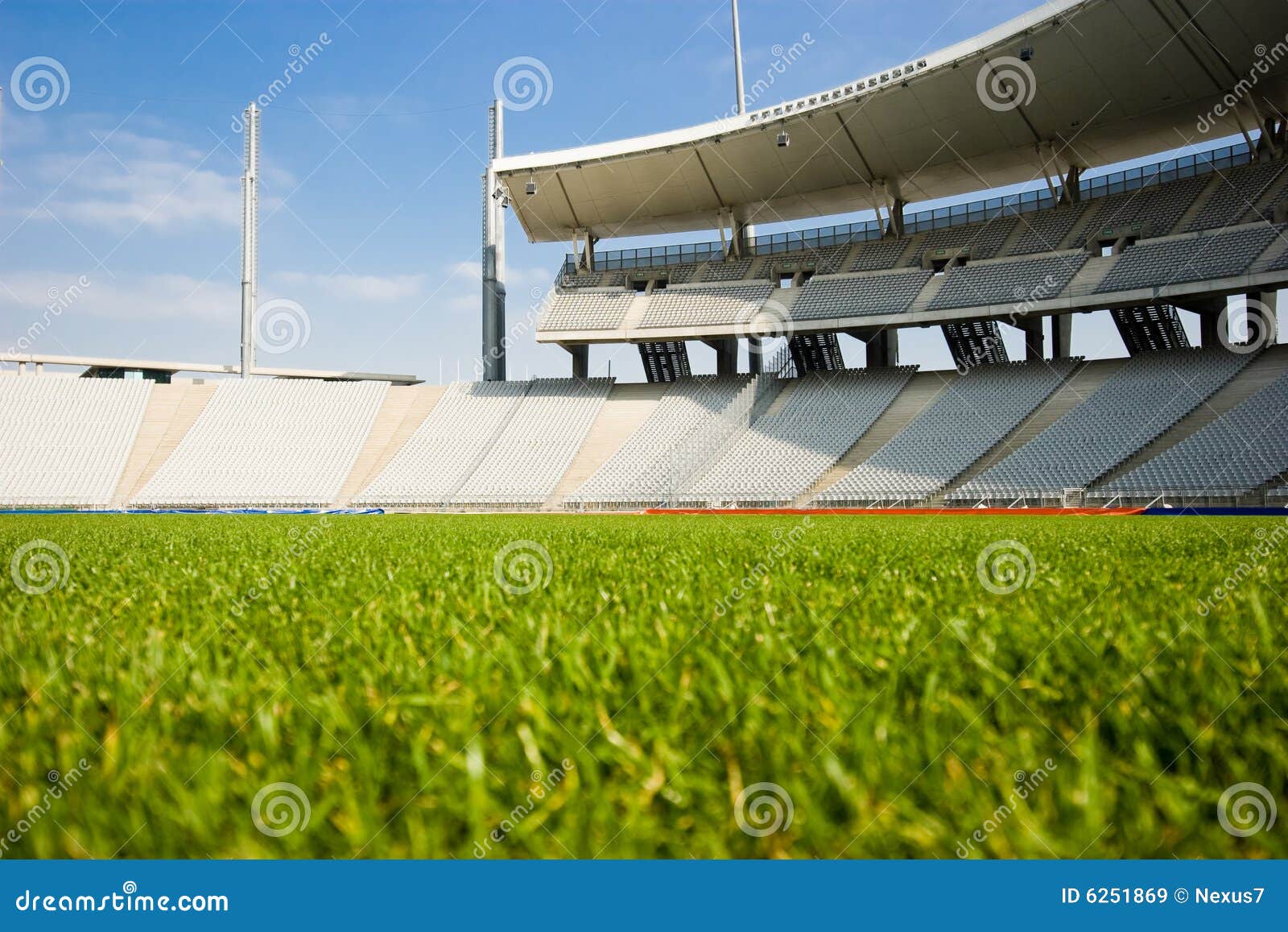 Green Grass and the Stadium Stock Image - Image of empty, field: 6251869