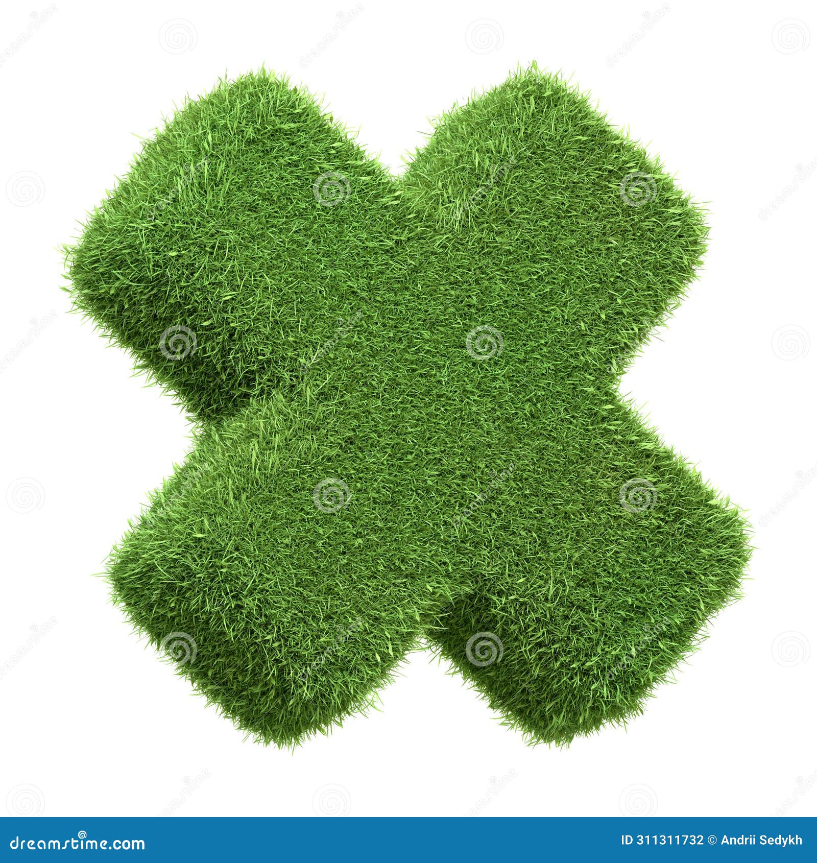 A Green Grass Textured Multiplication Sign Isolated on a White ...