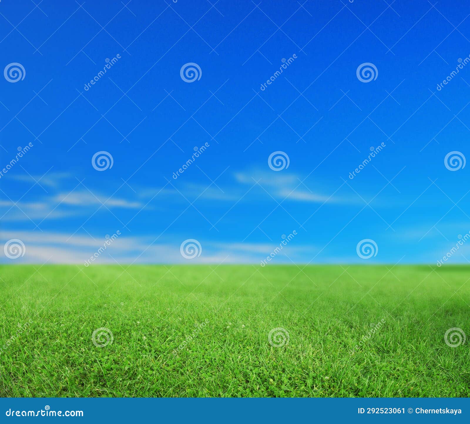 Green Grass Under Bright Blue Sky with Clouds Stock Image - Image of ...