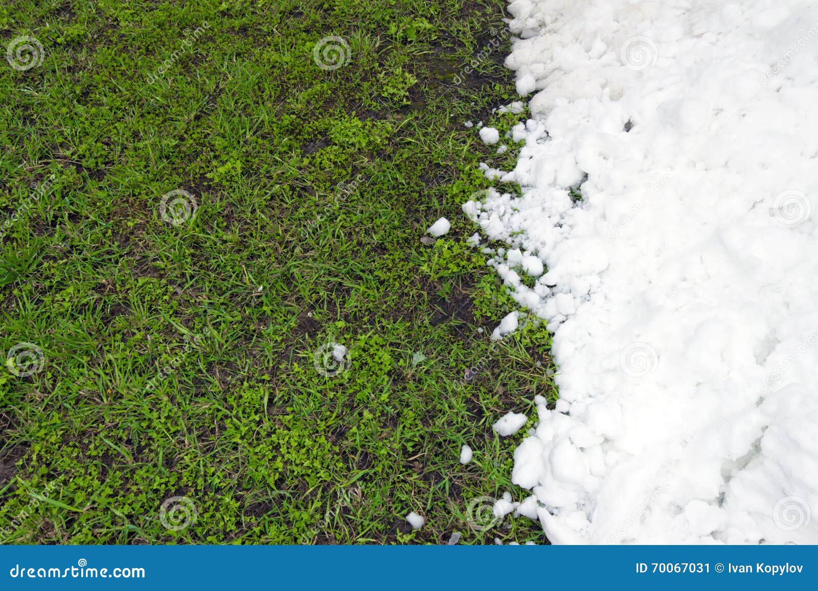 Green grass and white snow stock image. Image of seasons - 70067031