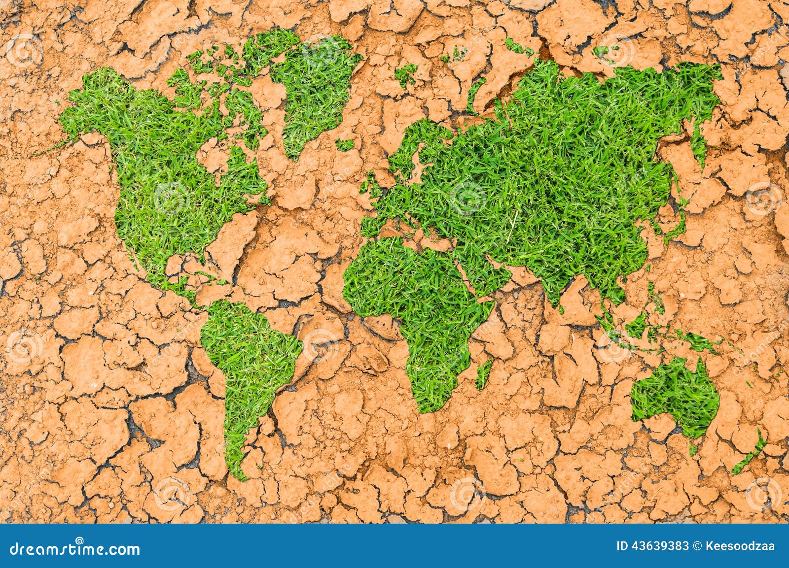 Green Grass World Map on Cracked Ground Stock Image - Image of dirty ...
