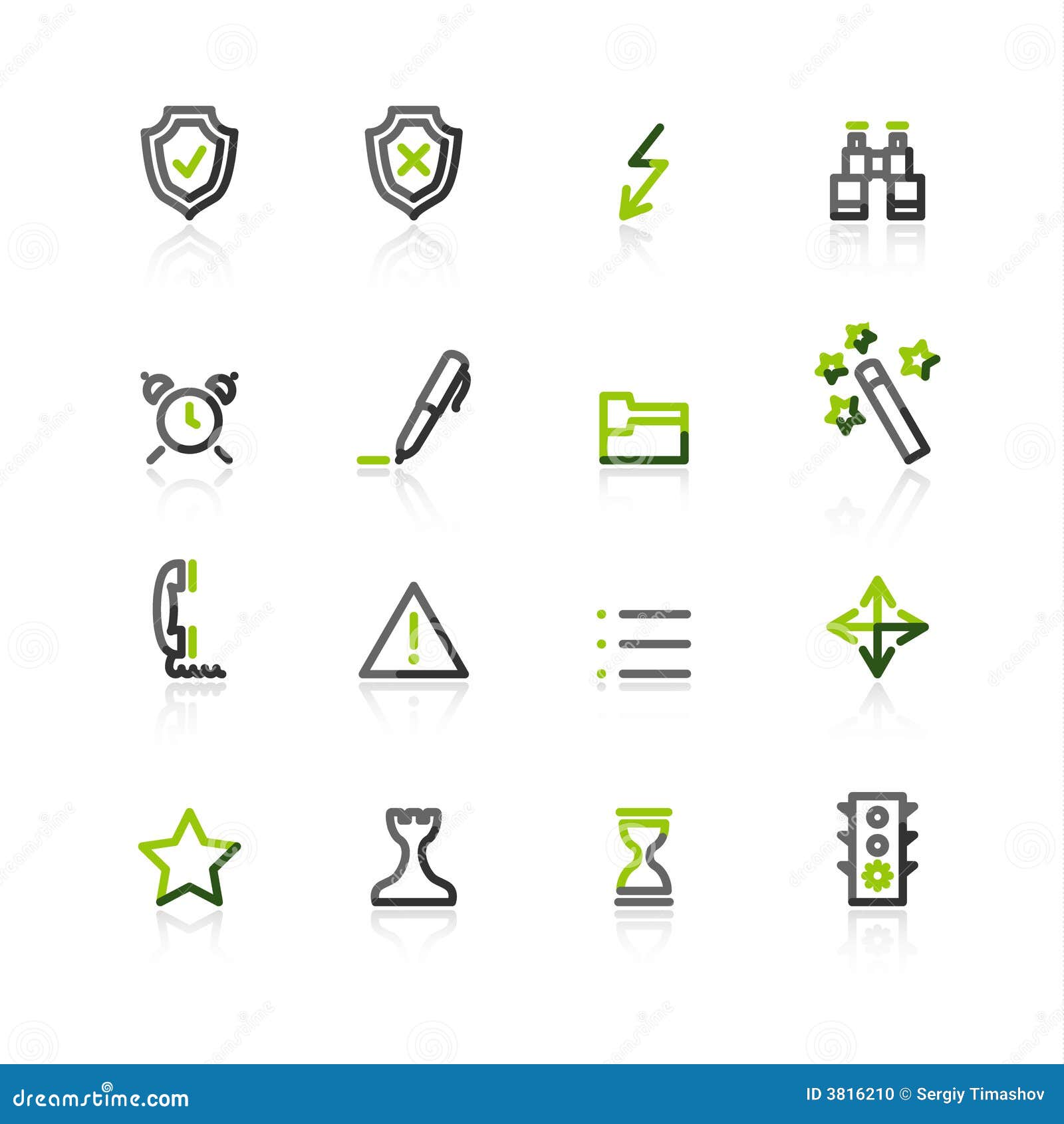 Green-gray Contour Admin Icons Stock Vector - Illustration of phone ...