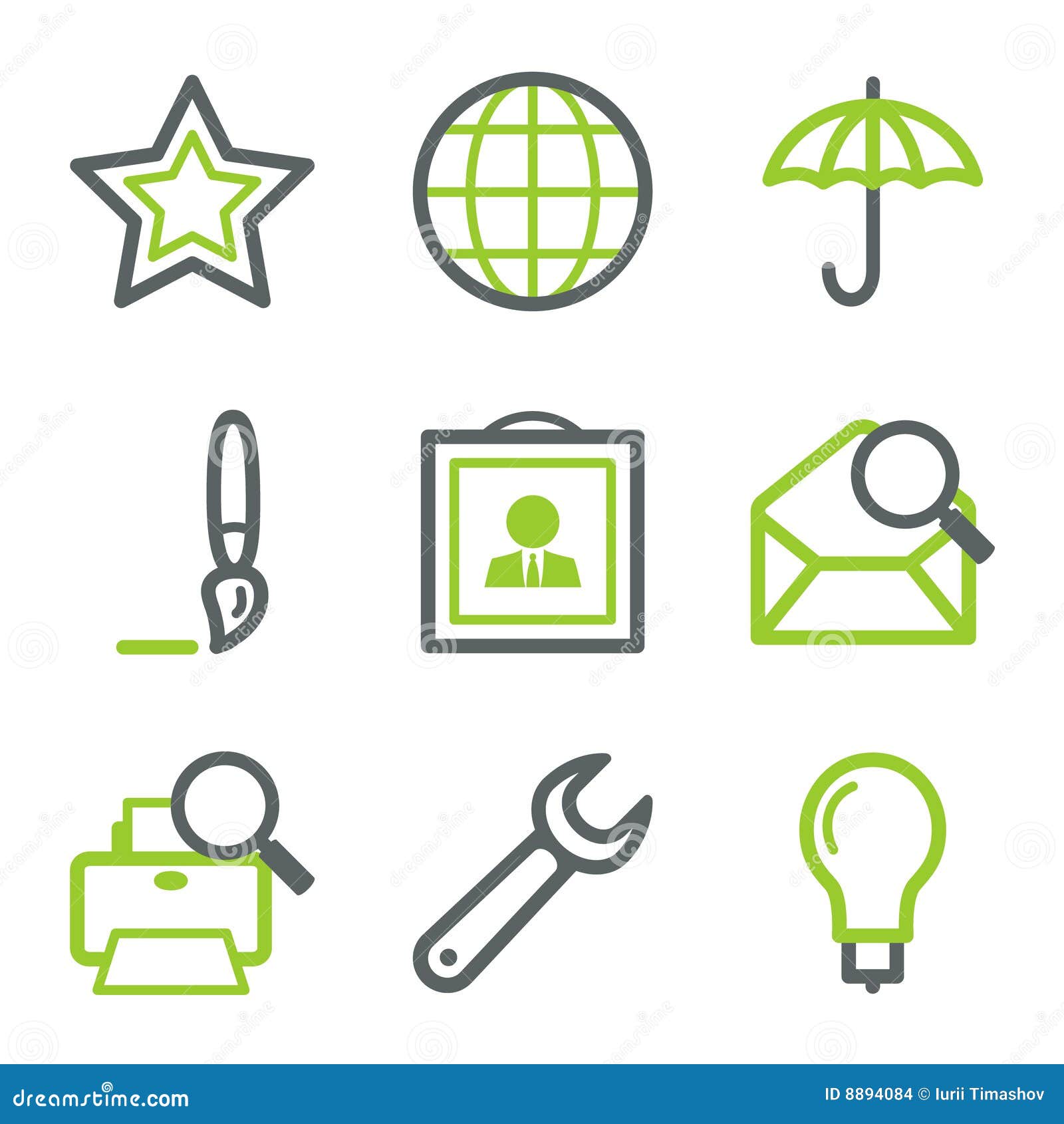 Green gray contour set stock vector. Illustration of interface - 8894084